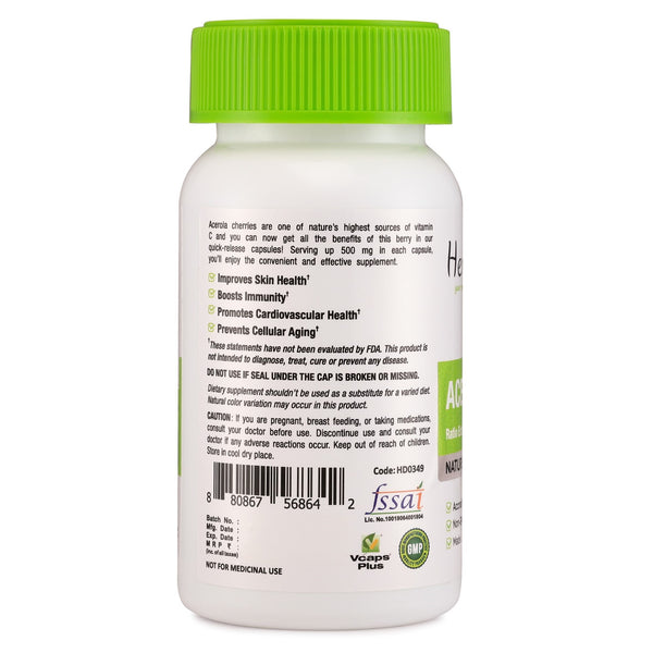Acerola Cherry Capsules 15:1 Extract STRONG 17% Natural Vitamin C ...