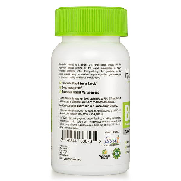 Banaba Leaf Extract Capsules Herbal Blood Sugar Insulin Weight Loss ...