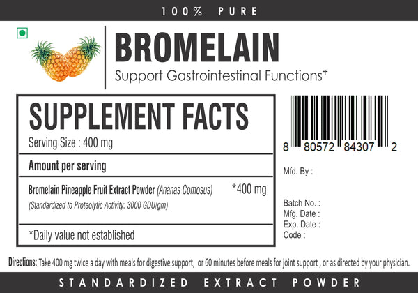 Bromelain Powder 3000 GDU/g Powerful DIGESTIVE ENZYME 400mg ...