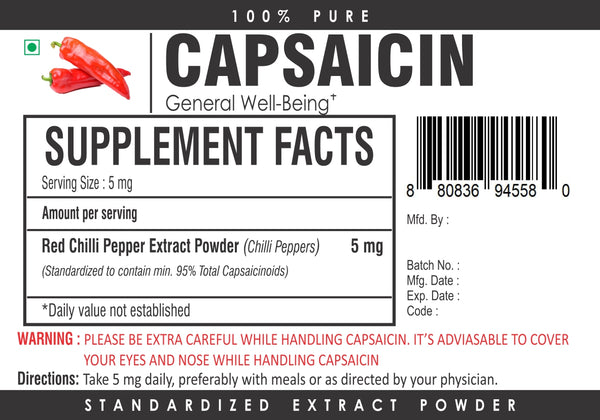CAPSAICIN 95% Chilli Pepper Extract Natural Pain Relief Powder – herbadiet