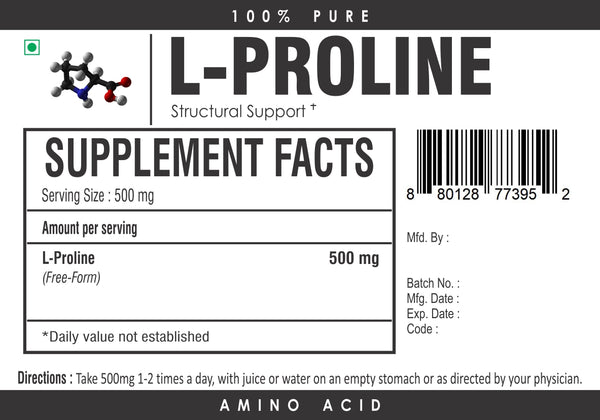 L-Proline Powder Structural Skin Cardiovascular Support GMP Collagen ...