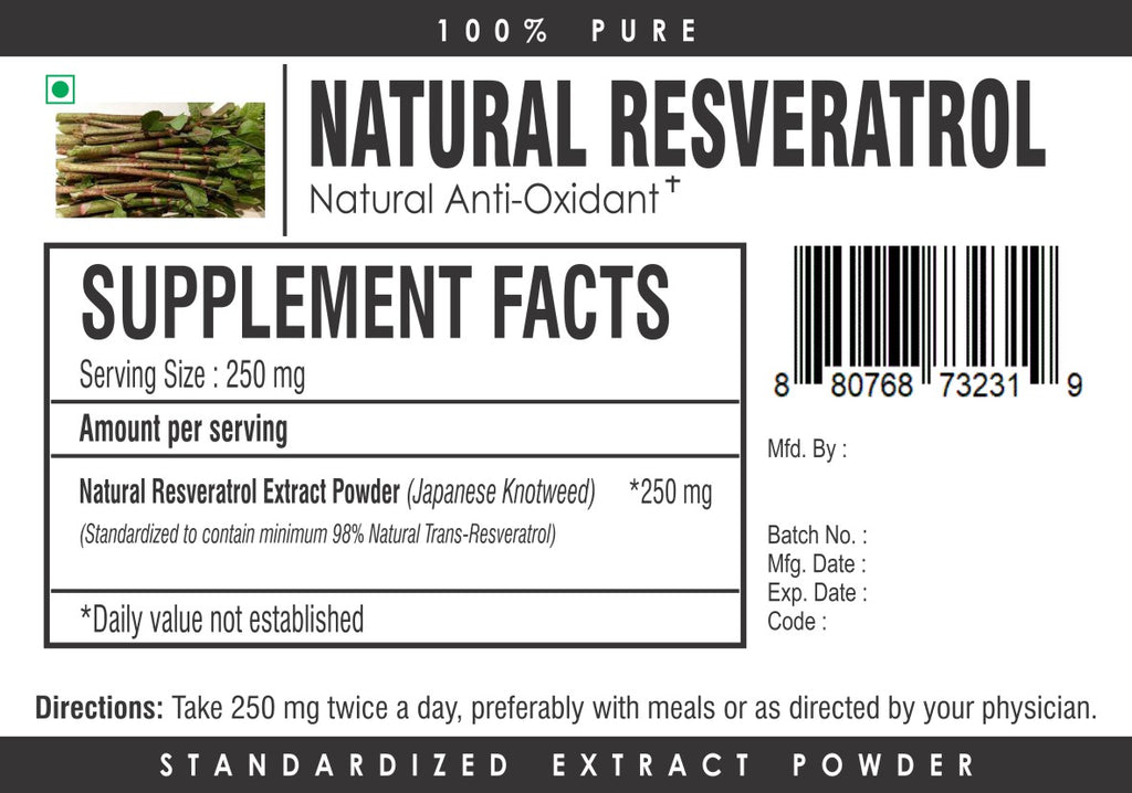 Trans Resveratrol Powder 100% Pure Anti-aging Antioxidant USP Highest ...