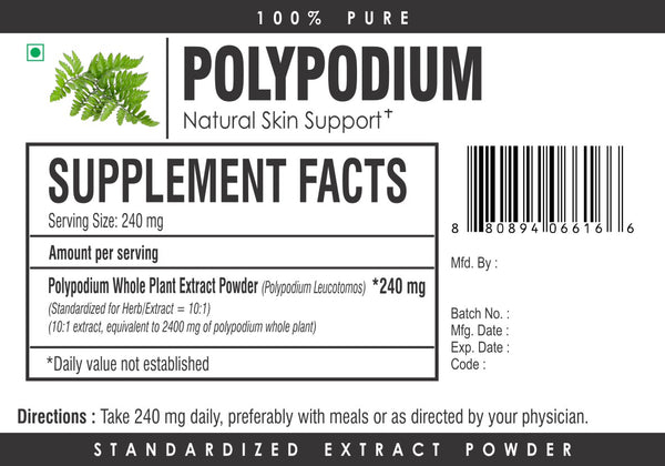 Polypodium Leucotomos (PLE) 20:1 Extract Powder Immune Support Skin ...