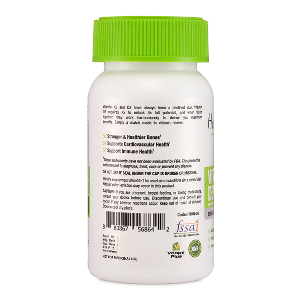 Vitamin D3 and K2 5000 IU 90mcg Cholecalciferol MK-7 Capsules Immune ...